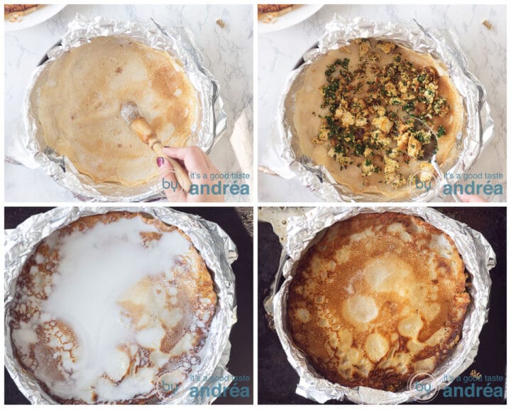 Chatti Pathiri {with chicken and spinach} - By Andrea Janssen