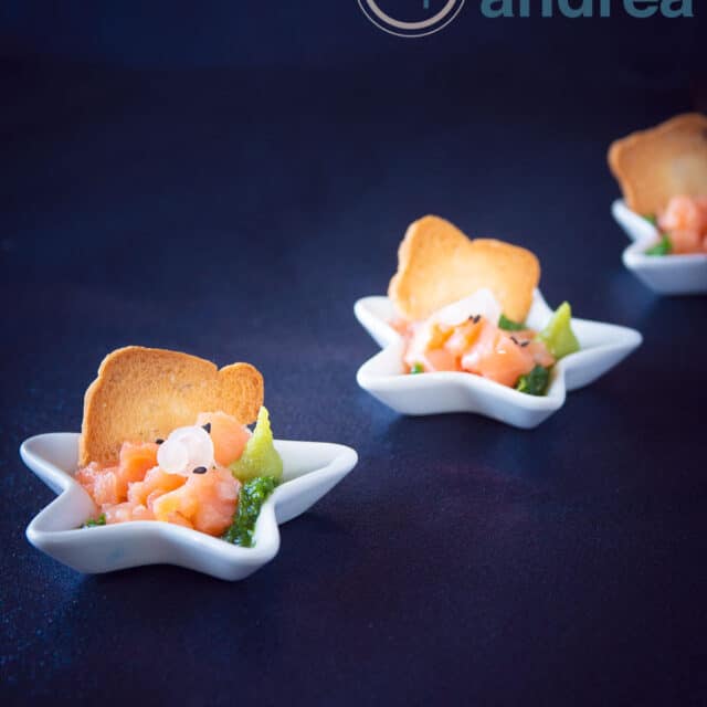 Three amuse-bouche with ham, shrimp, and goat cheese - By Andrea Janssen