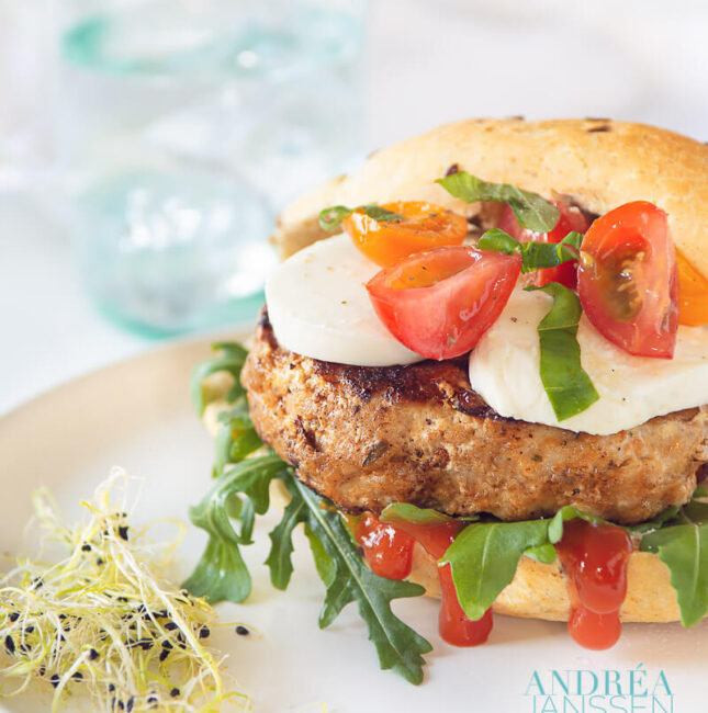 chicken burger from the grill - By Andrea Janssen