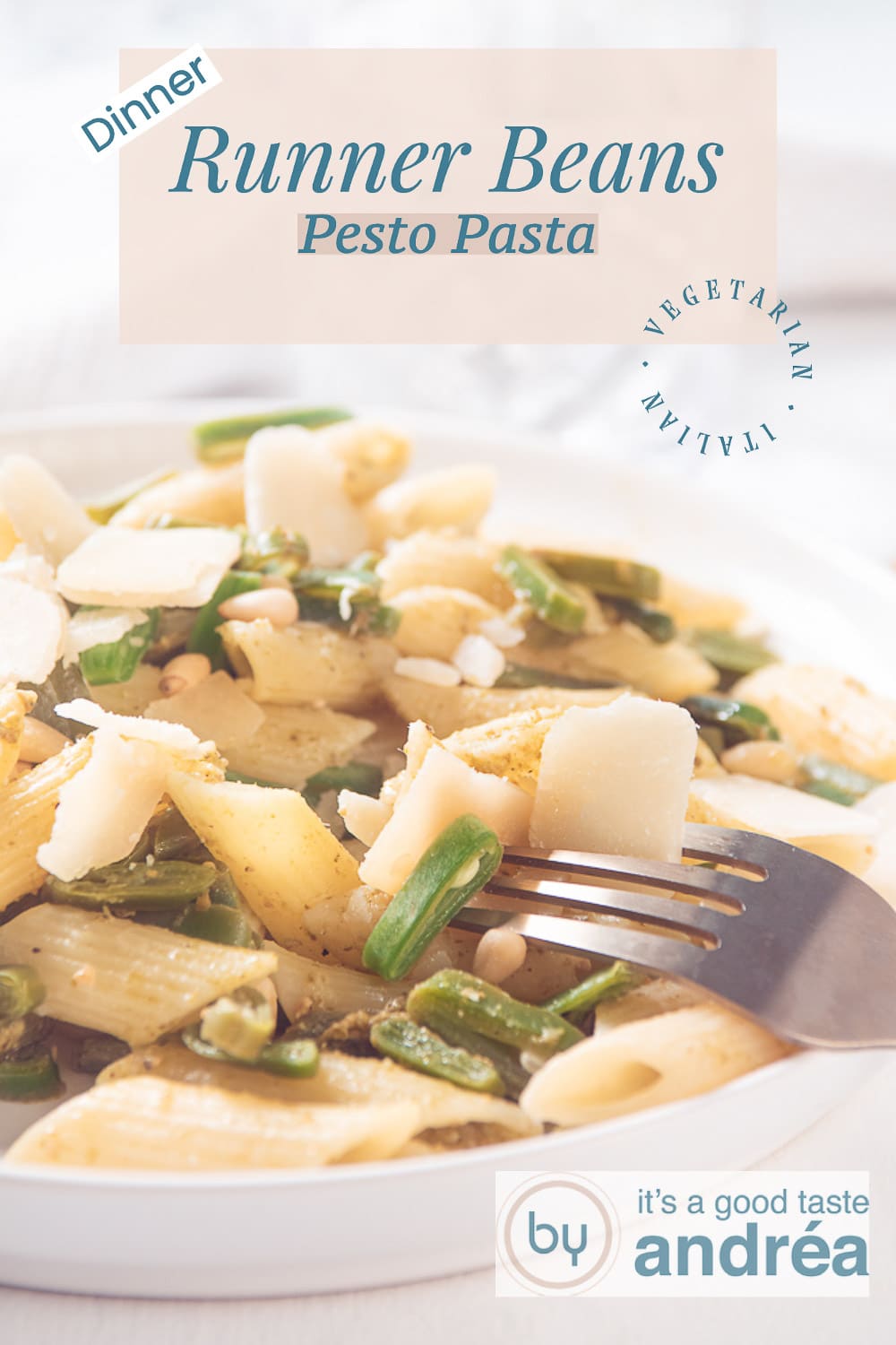 Runner Beans Pesto Pasta - By Andrea Janssen
