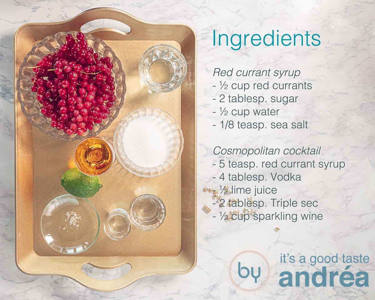 Red currant cosmopolitan cocktail recipe - By Andrea Janssen