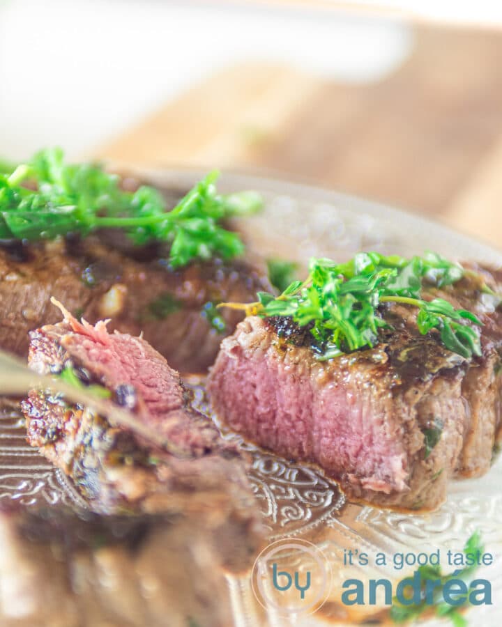 Grilled Flat Iron Steak With Green Herbs Marinade By Andrea Janssen