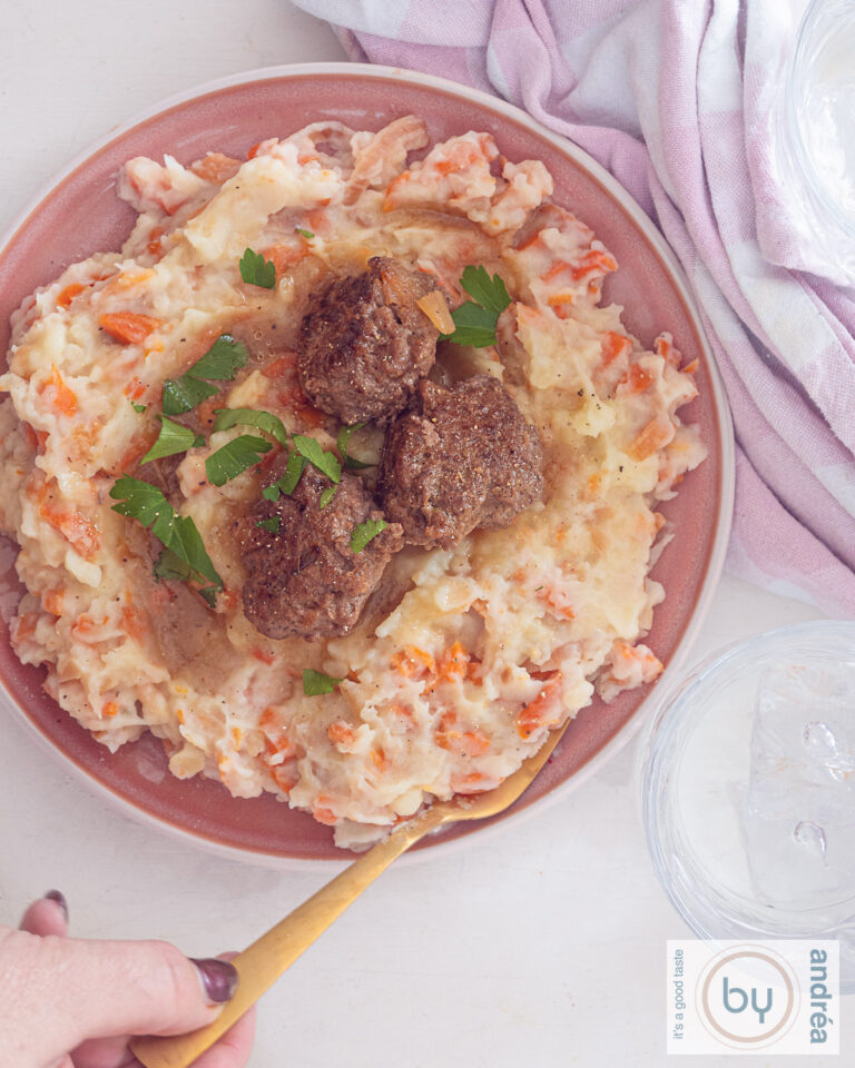 Creamy Dutch Hutspot with Spicy Meatballs - By Andrea Janssen