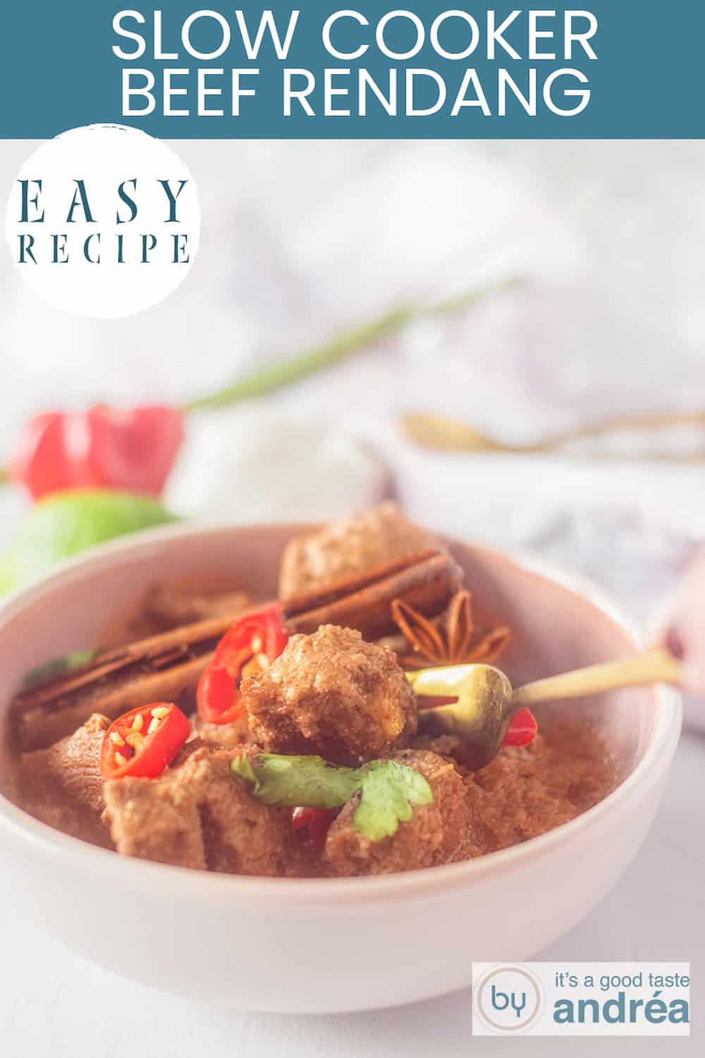 Creamy Indonesian Slow Cooker Beef Rendang - By Andrea Janssen