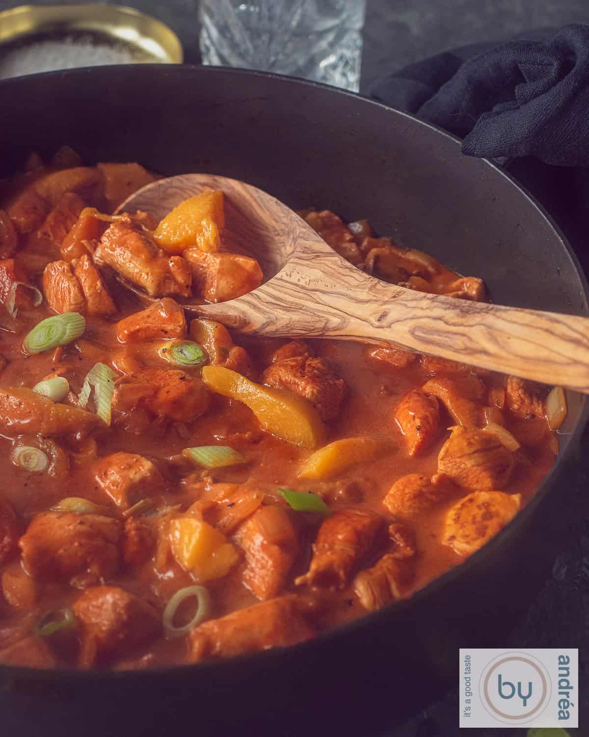 20-Minute Chicken Pilaf with Peach and Spices - By Andrea Janssen